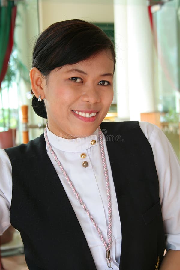 Waitress Pose at Restaurant Stock Photo - Image of employee, staff: 5301782
