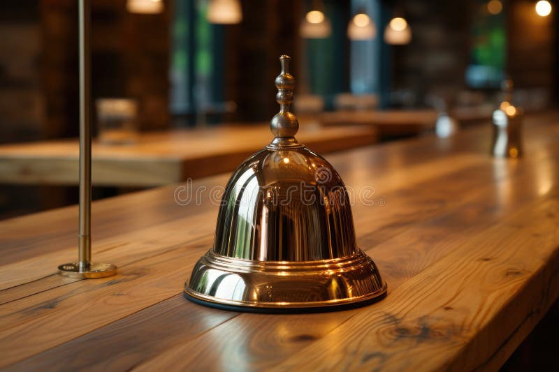 Hotel Ring Bell on Counter Desk at Front Reception Stock Illustration ...