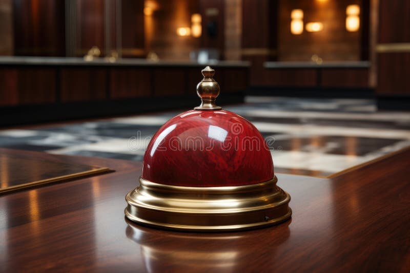 Hotel Ring Bell on Counter Desk at Front Reception Stock Illustration ...