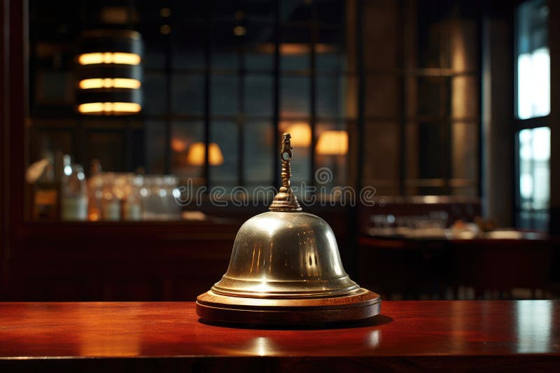 Hotel Ring Bell on Counter Desk at Front Reception Stock Illustration ...