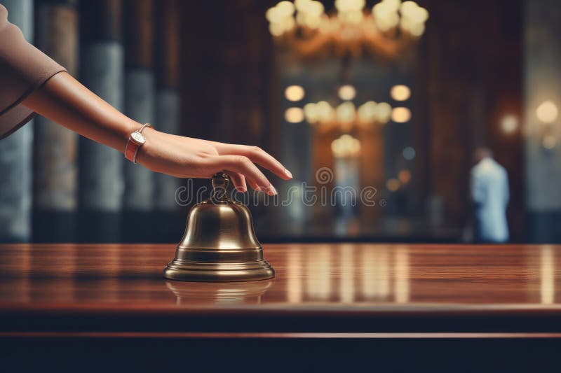 Hotel Ring Bell on Counter Desk at Front Reception Stock Illustration ...