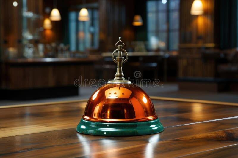 Hotel Ring Bell on Counter Desk at Front Reception Stock Illustration ...