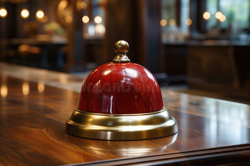 Hotel Ring Bell on Counter Desk at Front Reception Stock Illustration ...