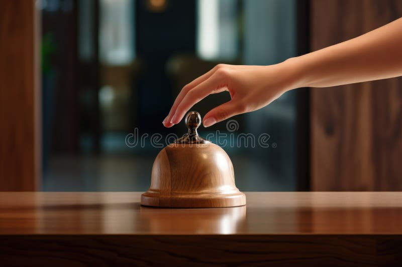 Hotel Ring Bell on Counter Desk at Front Reception Stock Illustration ...