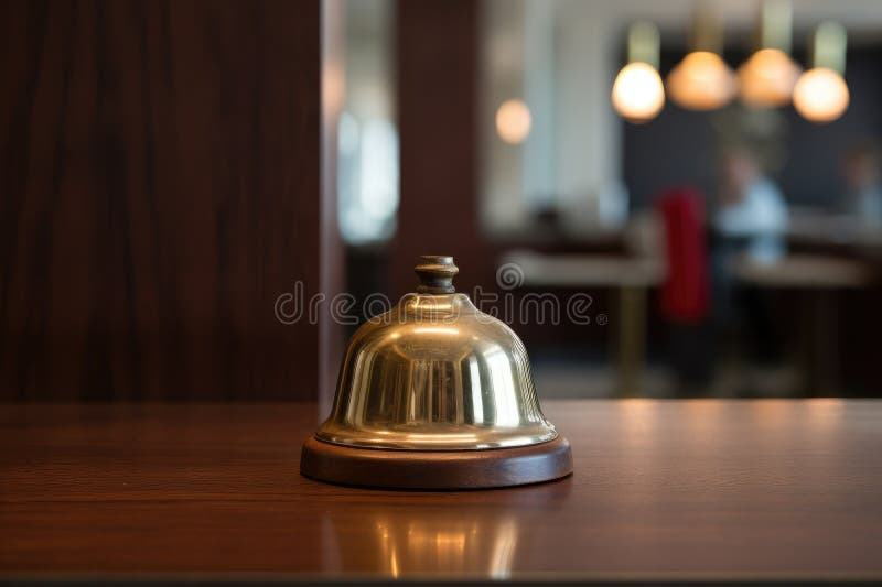 Hotel Ring Bell on Counter Desk at Front Reception Stock Illustration ...