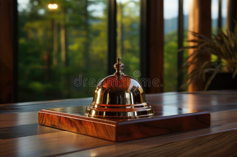 Hotel Ring Bell on Counter Desk at Front Reception Stock Illustration ...