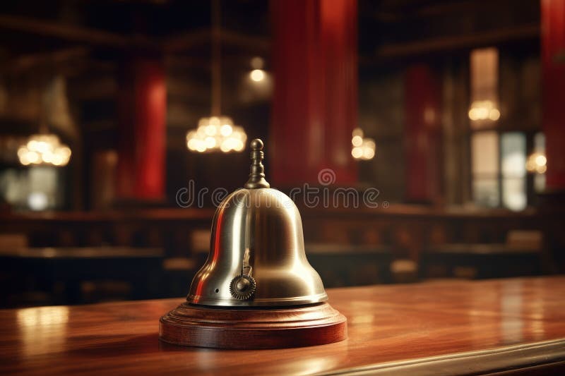 Hotel Ring Bell on Counter Desk at Front Reception Stock Illustration ...