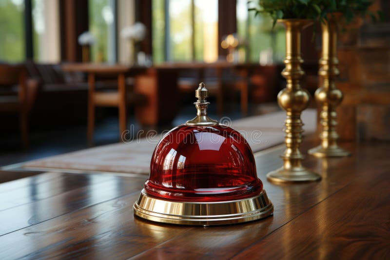 Hotel Ring Bell on Counter Desk at Front Reception Stock Illustration ...
