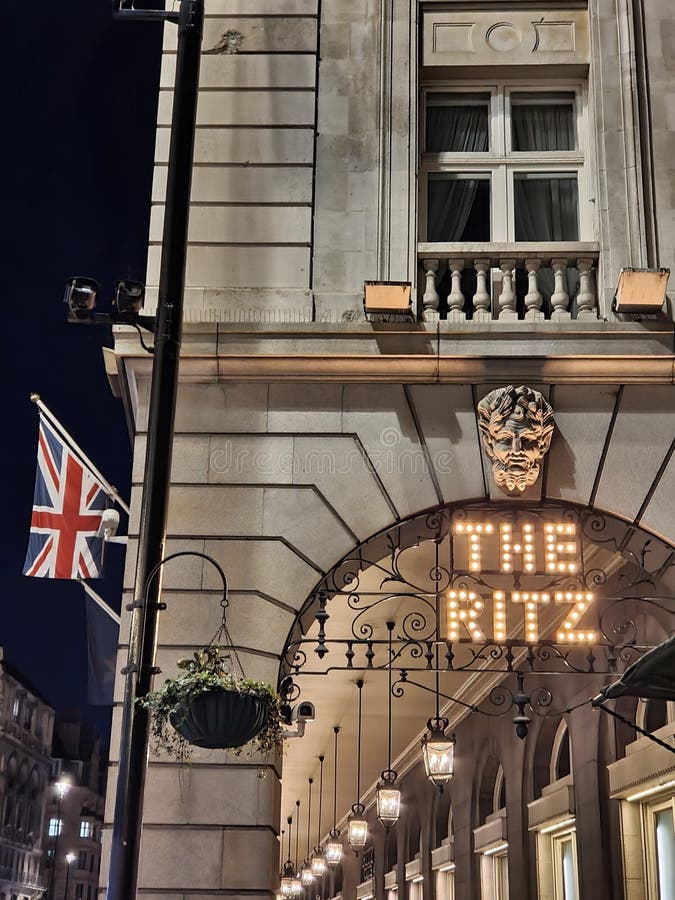 Hotel Ritz with Beautiful Architecture in London and Union Jack Flag ...