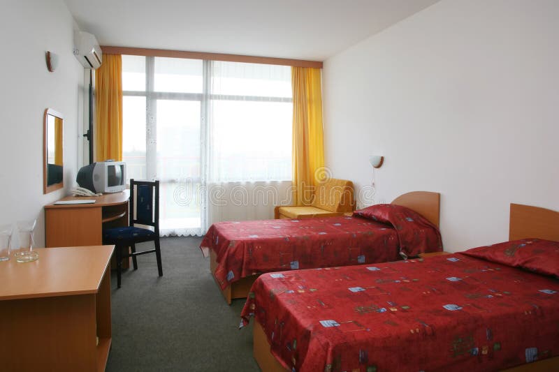 Simple basic hotel room stock photo. Image of lodging - 29782828