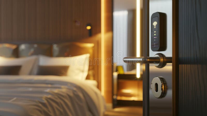 Hotel Room Door with Keypad Lock Stock Image - Image of handle ...