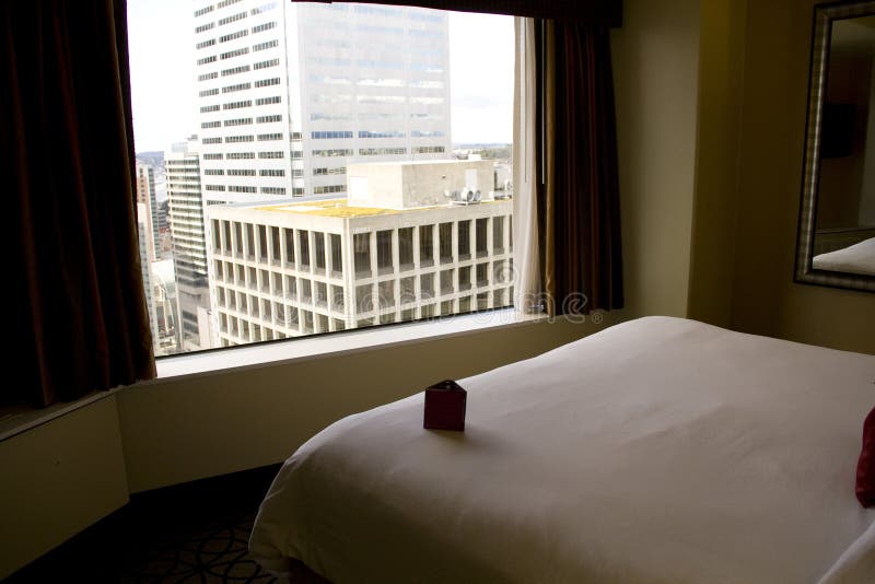 Hotel Room with Great City Views Stock Image - Image of travel, hotel ...