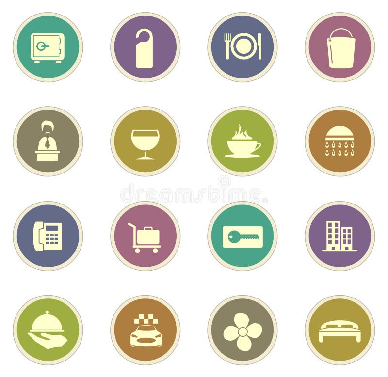 Hotel room icons set stock vector. Illustration of safe - 66065586
