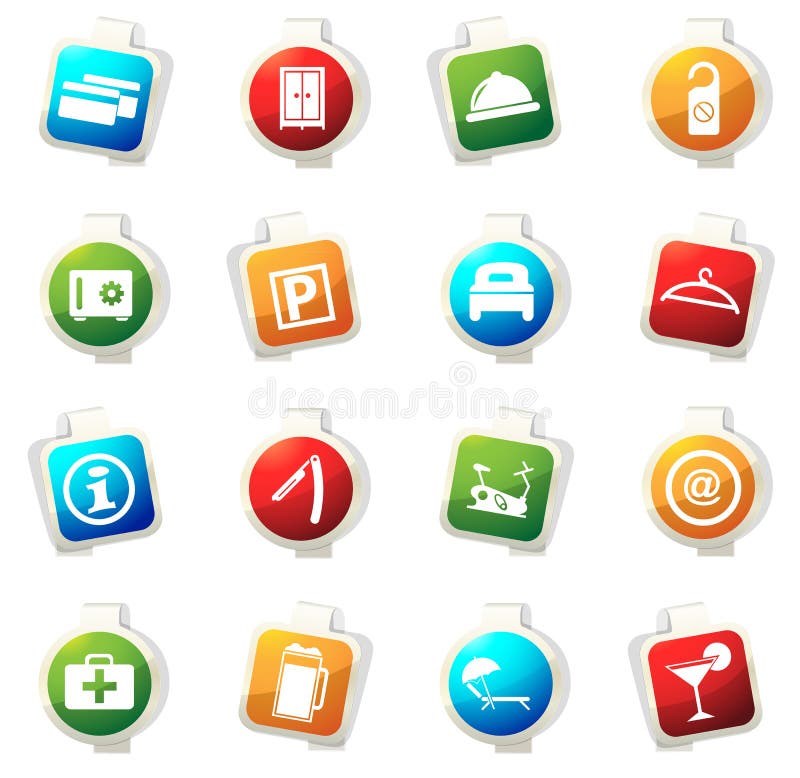 Hotel room icons set stock vector. Illustration of room - 66143849