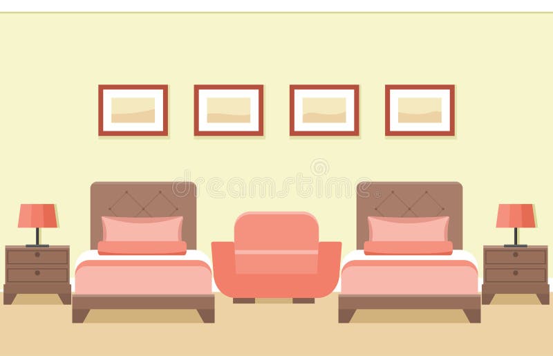 Hotel Room Interior. Vector Illustration. Stock Vector - Illustration ...
