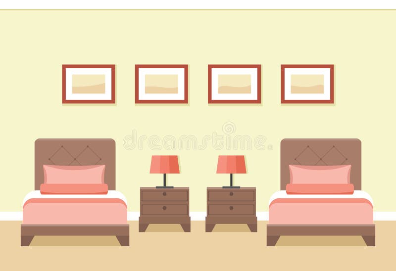 Hotel Room Interior. Vector Illustration. Stock Vector - Illustration ...