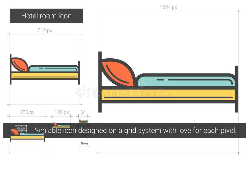 Hotel room line icon. stock vector. Illustration of blanket - 95108690
