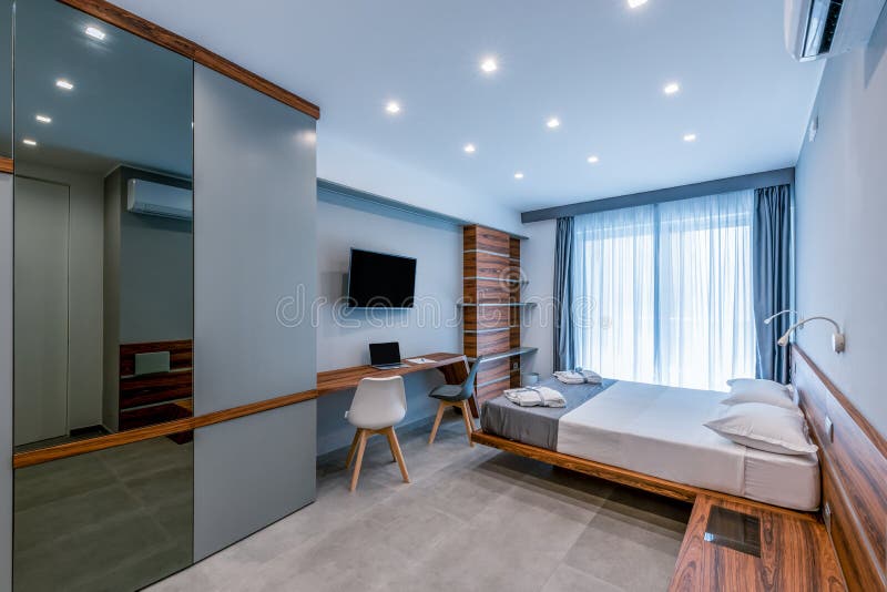 Hotel Room with Modern Interior Stock Photo - Image of hotel, decor ...