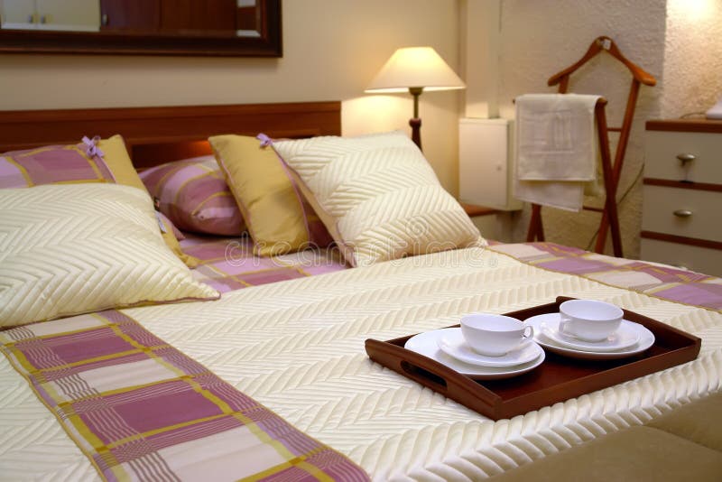 Hotel Room with Room Service Stock Image - Image of indoors ...