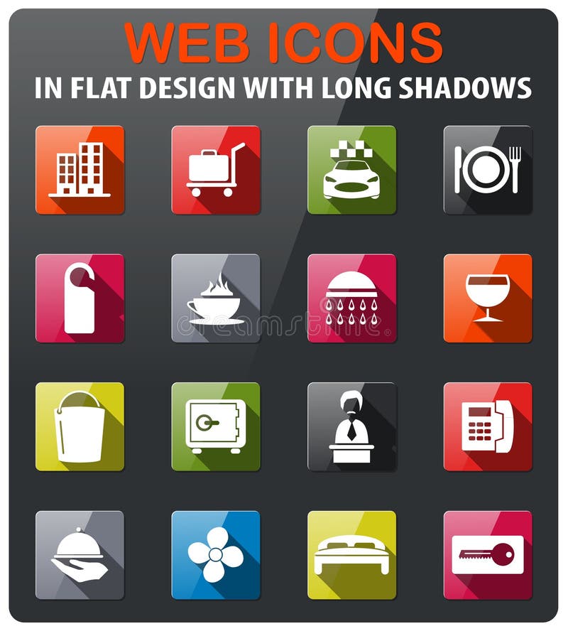 Hotel Room Services Icon Set Stock Illustration - Illustration of icon ...