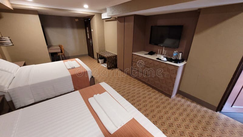 Hotel Room with 2 Single Beds Stock Image - Image of room, beds: 316298205