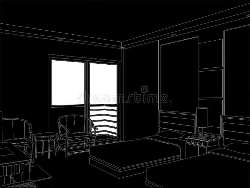 Hotel Room Vector 02 stock vector. Illustration of bedroom - 17562705