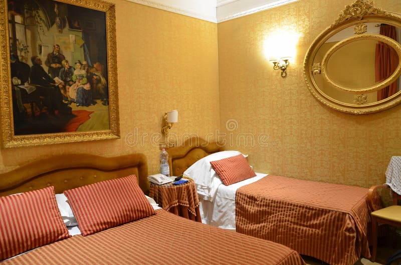Hotel Room with Vintage Decoration Editorial Stock Image - Image of ...