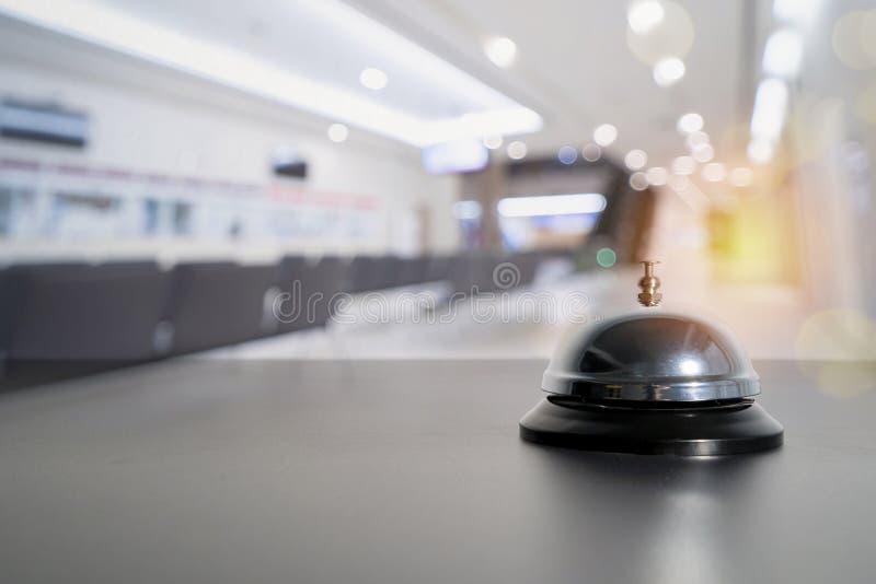 Hotel Service Bell on Black Table. Concept Hotel Stock Image - Image of ...