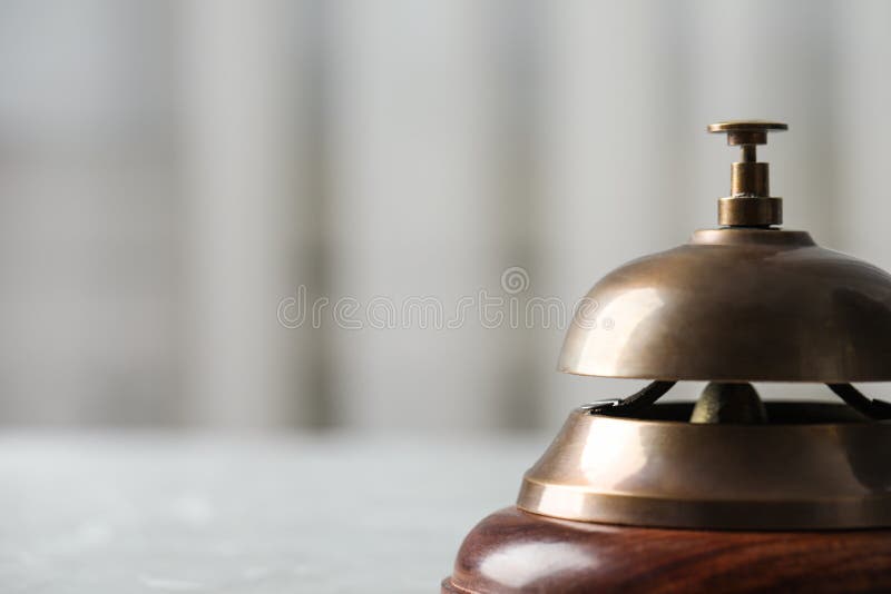 Hotel Service Bell on Table. Space for Text Stock Photo - Image of ...