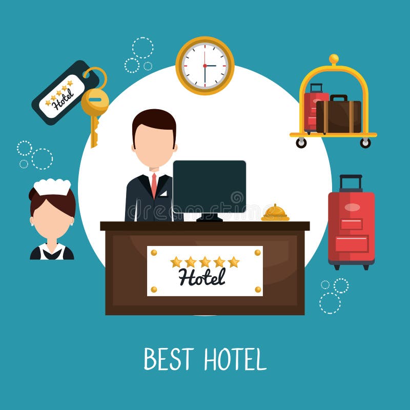 Hotel service design stock illustration. Illustration of room - 71776324