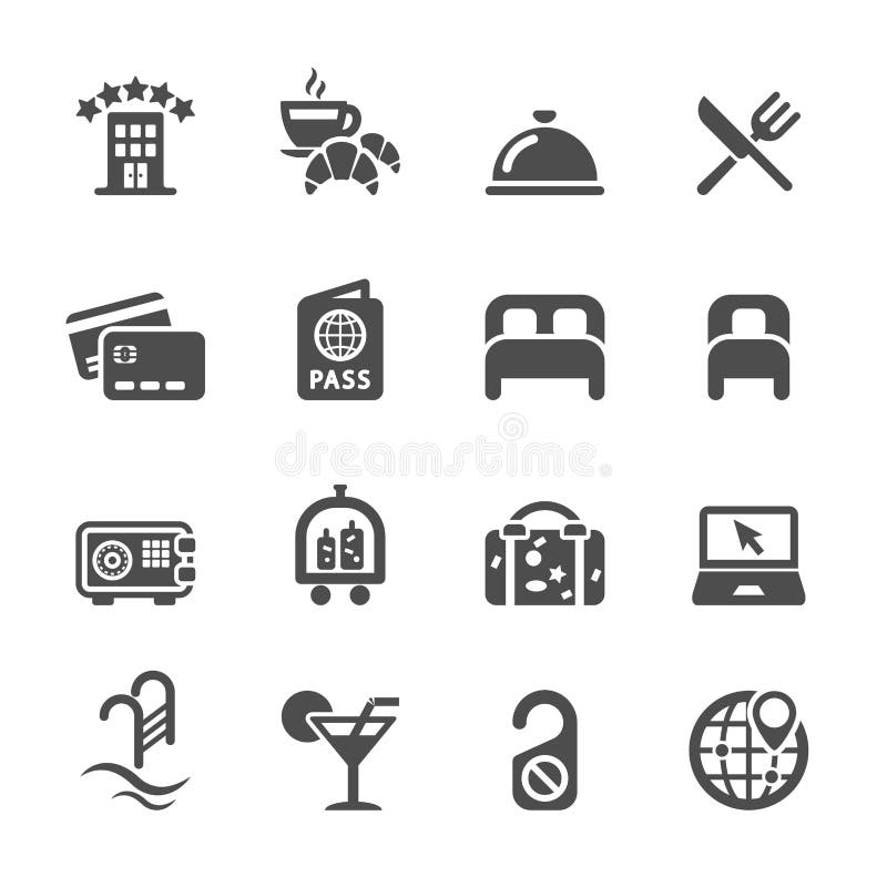 Hotel Service Icon Set, Vector Eps10 Stock Vector - Illustration of ...