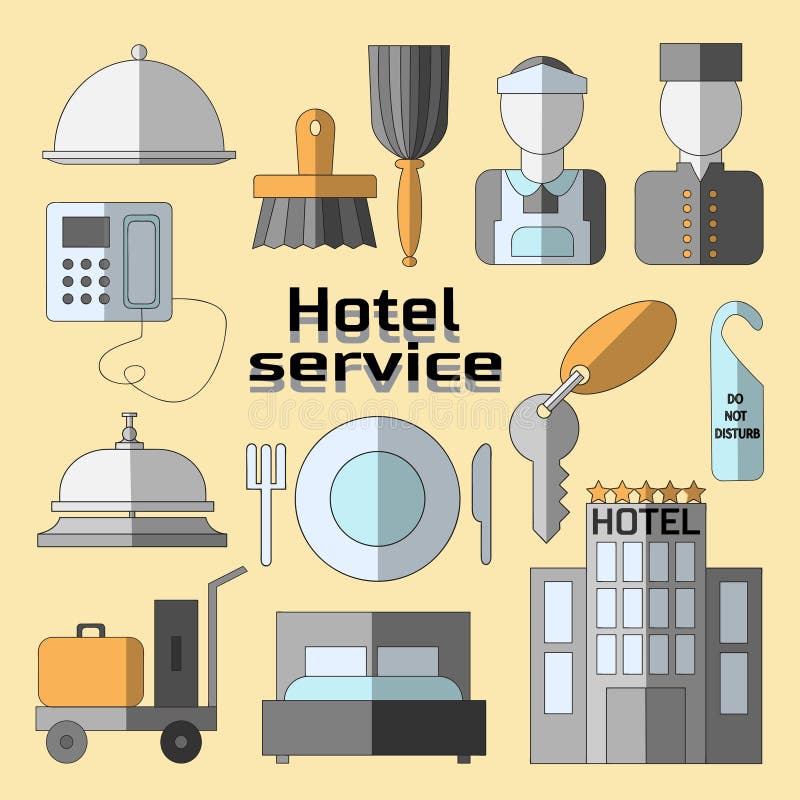 Hotel service icons set stock vector. Illustration of hotel - 72138030