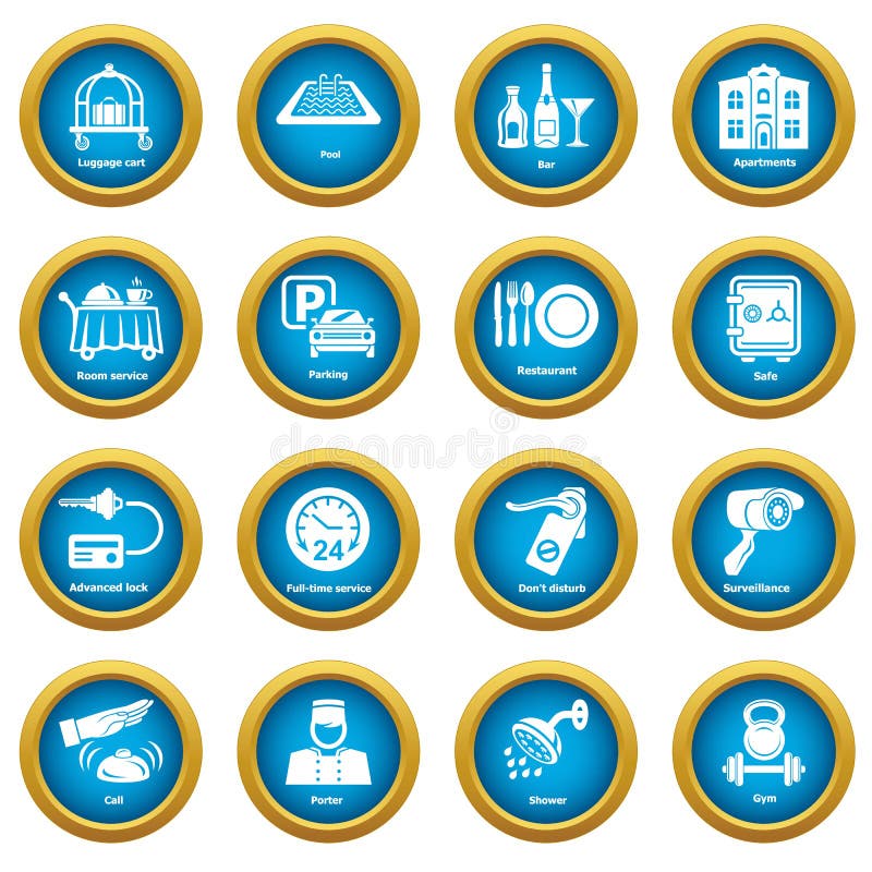 Hotel Service Icons Set, Simple Style Stock Vector - Illustration of ...