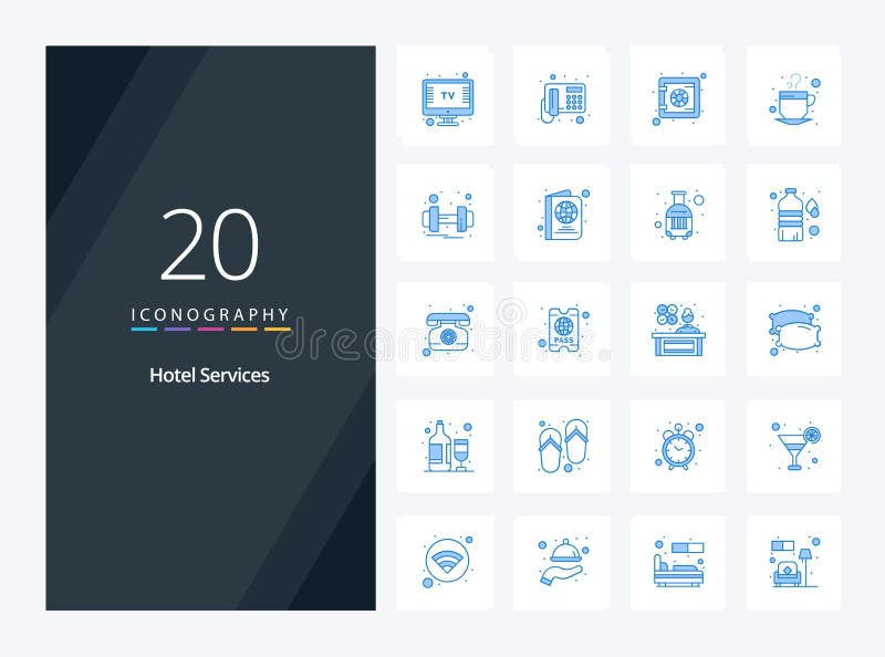 20 Hotel Services Blue Color Icon for Presentation Stock Vector ...
