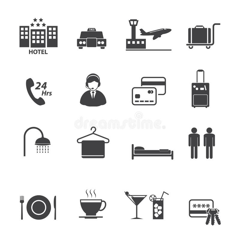 Hotel Services Icons set stock vector. Illustration of single - 62426547