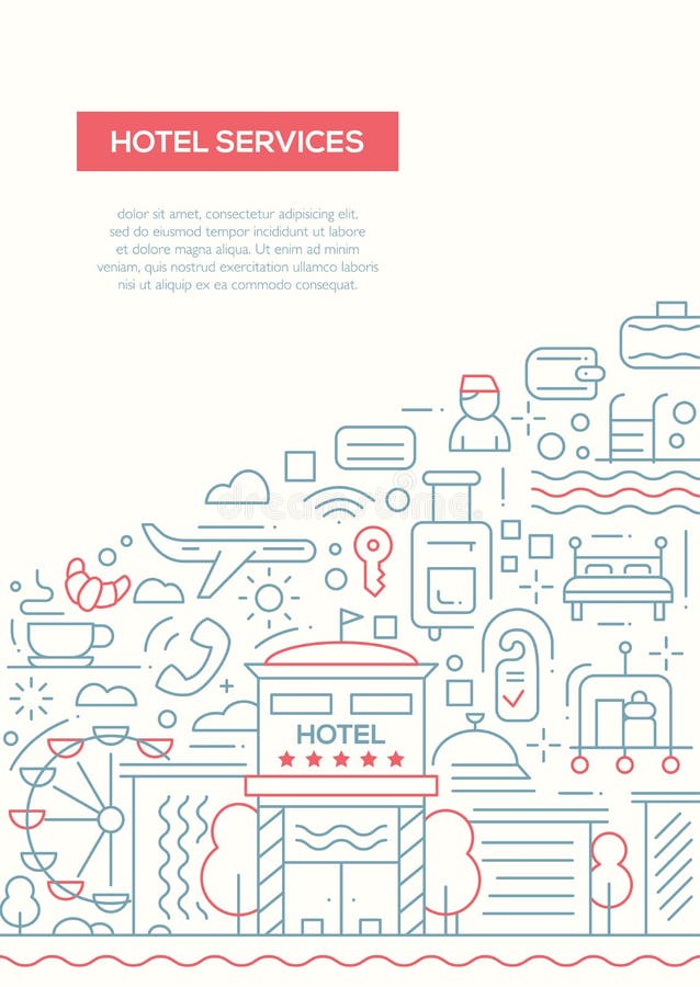 Hotel Services - Line Design Brochure Poster Template A4 Stock Vector ...