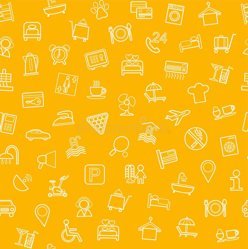 Hotel Services, Seamless Background, Dark Yellow. Stock Vector ...