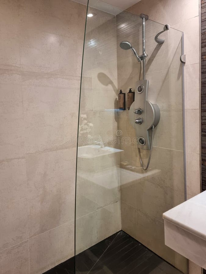 Hotel shower stock image. Image of room, fashionable - 358734965