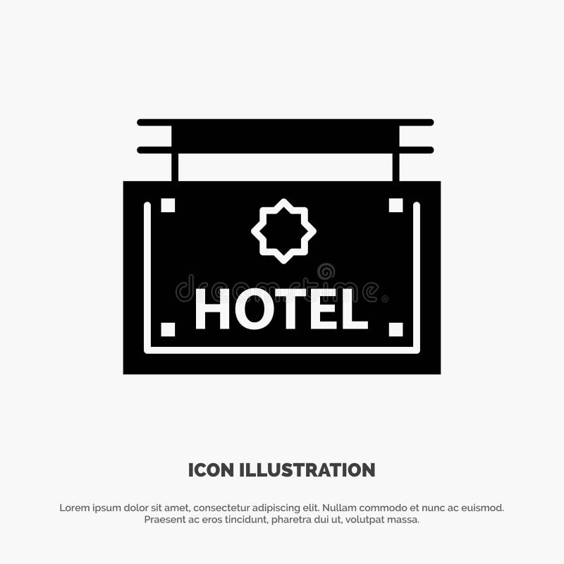 Hotel, Sign, Board, Direction Solid Black Glyph Icon Stock Vector ...
