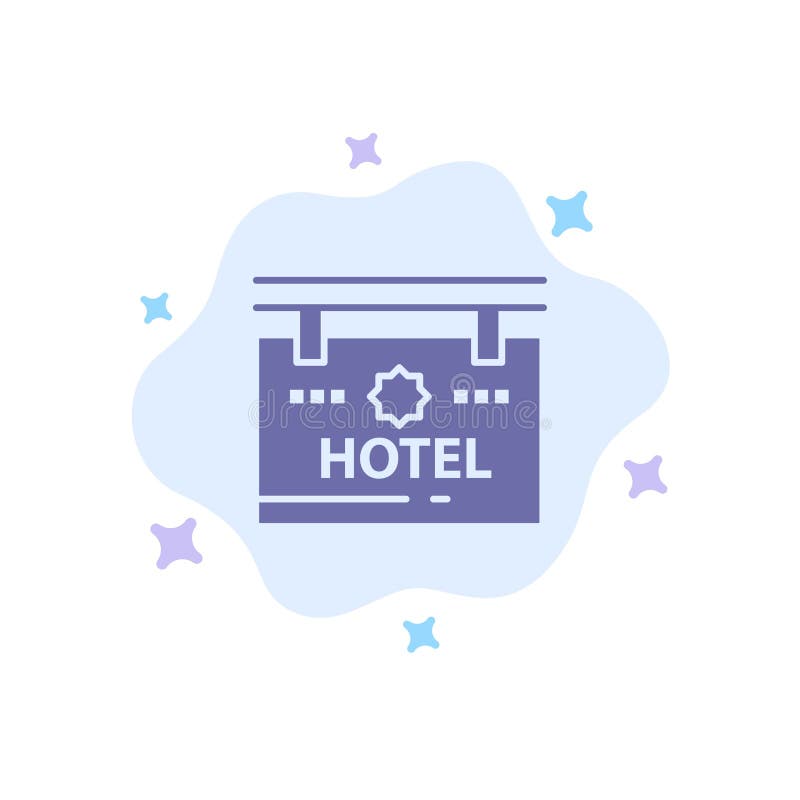 Hotel, Sign, Board, Location Blue Icon on Abstract Cloud Background ...