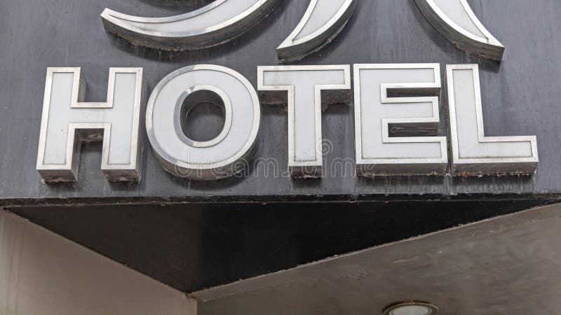 Hotel Sign 3d Letters stock image. Image of silver, sign - 360658937