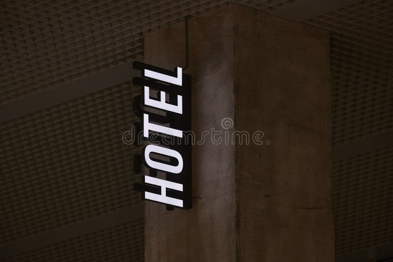 Hotel sign in the darkness stock image. Image of hotel - 278858745
