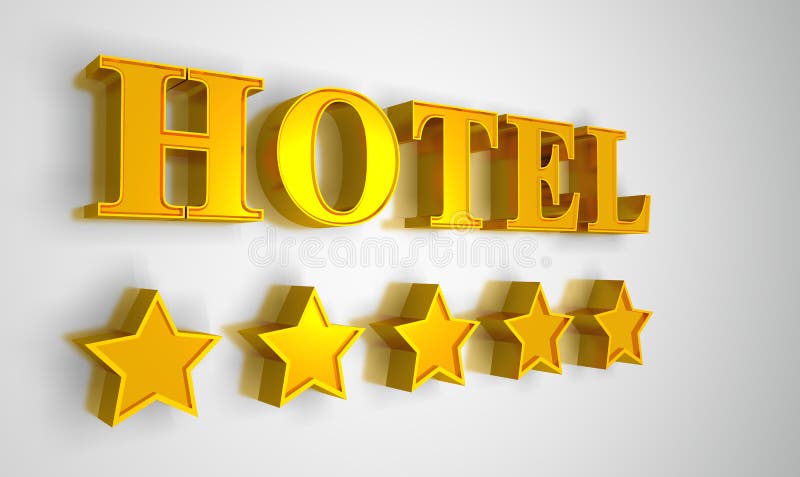 Hotel Sign Gold on White 5 Stars Stock Illustration - Illustration of ...