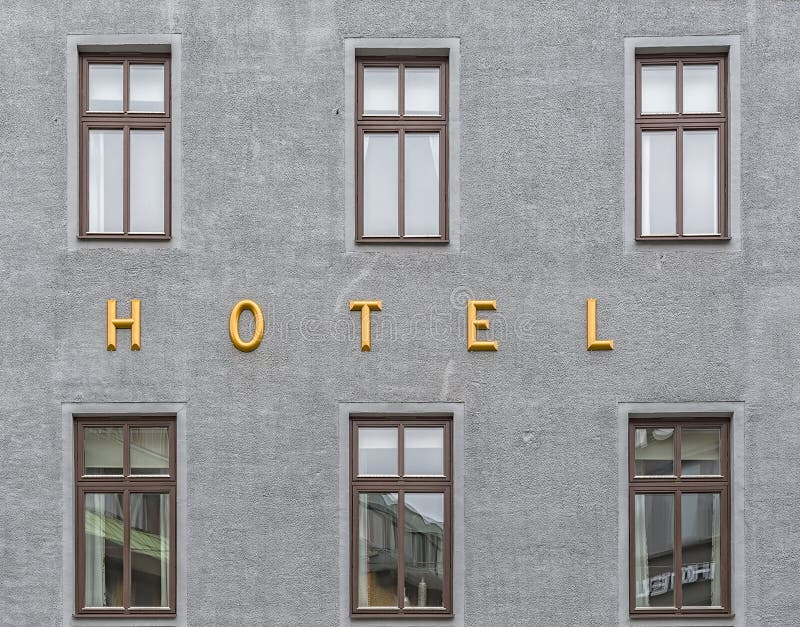 Hotel Sign Near Windows stock photo. Image of lodging - 93788940