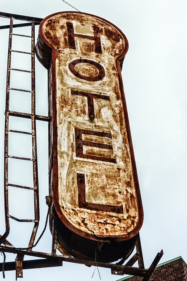 Hotel Sign stock image. Image of decrepit, advertisement - 50240091