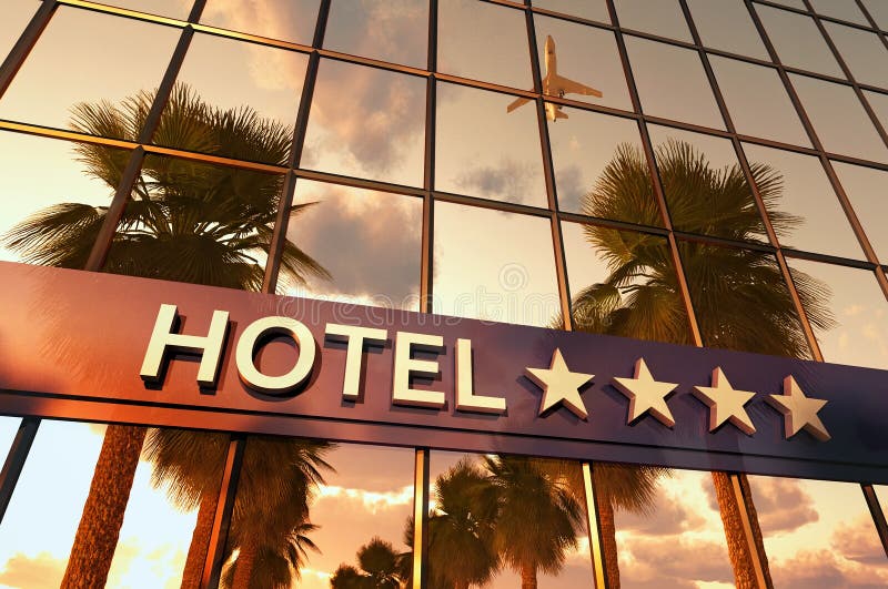 Hotel sign with stars stock illustration. Illustration of facade - 41154213