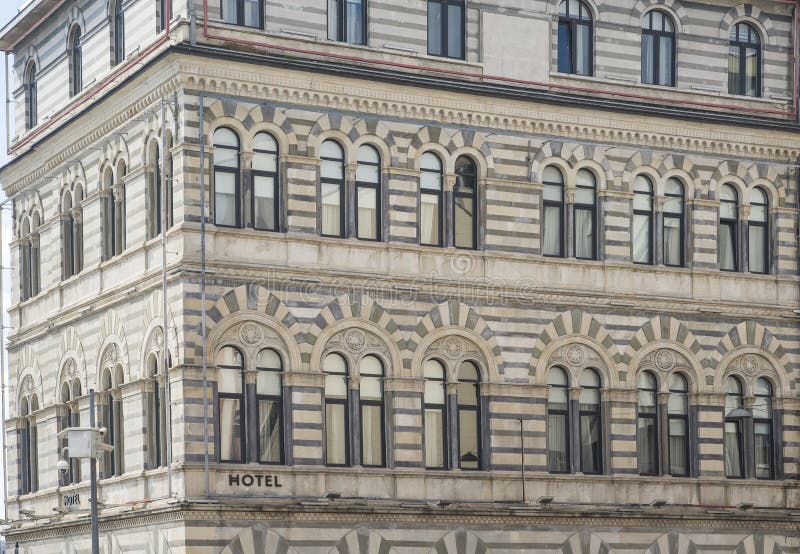 Hotel Sign on the Wall in the City. Stock Image - Image of shelter ...