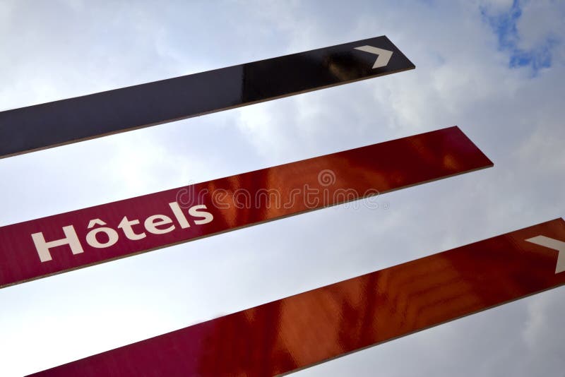 Hotel signs stock image. Image of blue, arrow, signage - 48997021