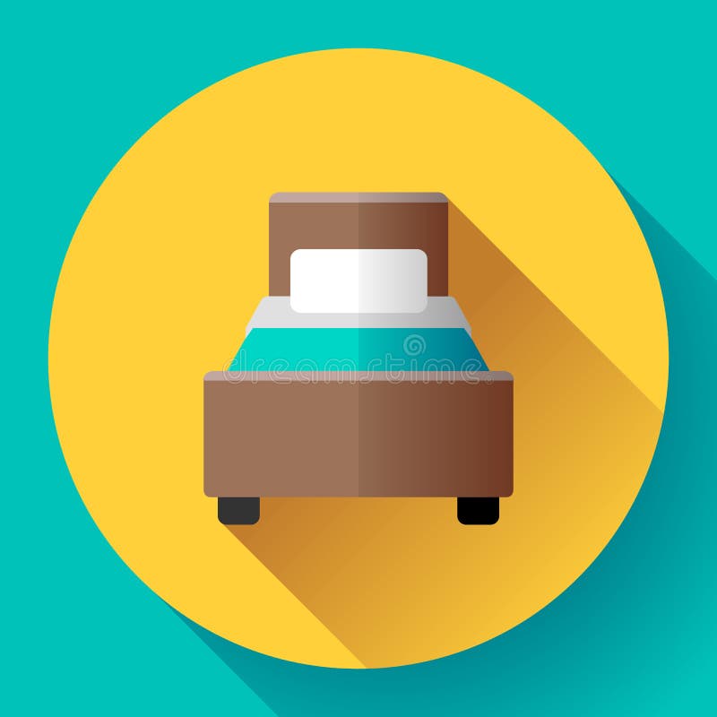 Hotel Single Room Bed Icon Flat Style Stock Vector - Illustration of ...
