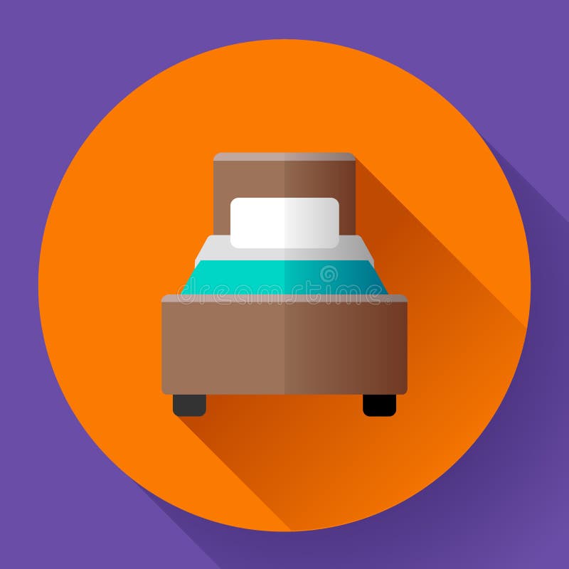 Hotel Single Room Bed Icon Flat Style Stock Vector - Illustration of ...